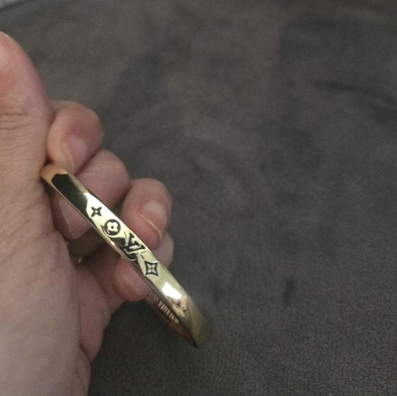 Louis Vuitton | Jewelry | 8kgp Lv Gold Designer Bangle Bracelet | Poshmark
